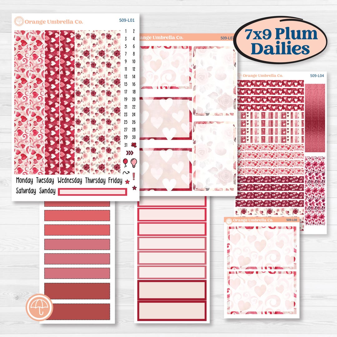 Valentine Book Kit | 7x9 Plum Daily Planner Kit Stickers | Romance ...