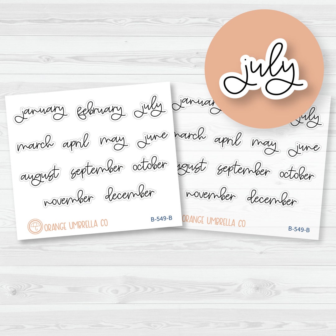 Month Name - A5 Plum Monthly Script Planner Stickers | FC12 Script | B ...