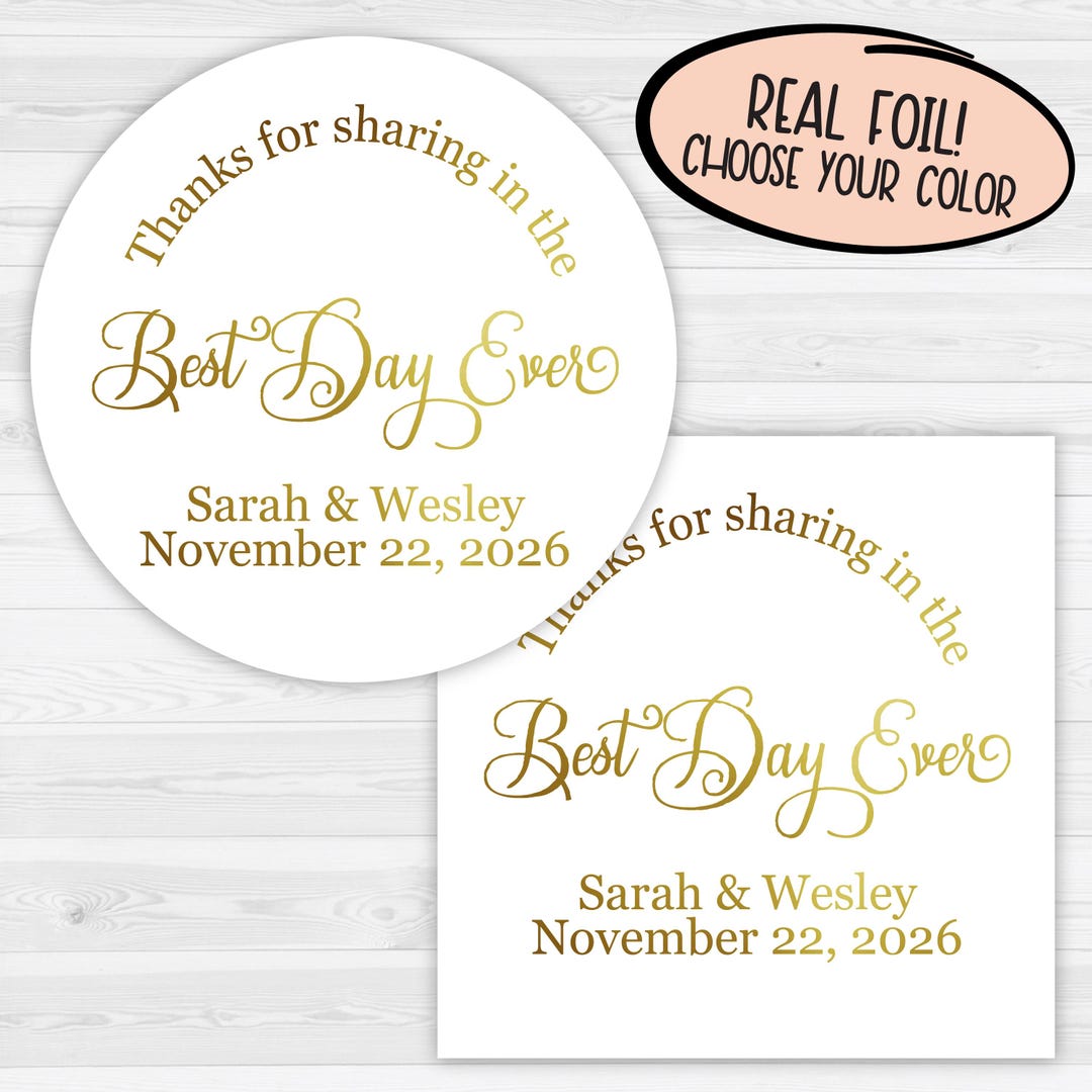Best Day Ever Wedding Stickers | Wedding Favor Labels | Wedding Favor ...