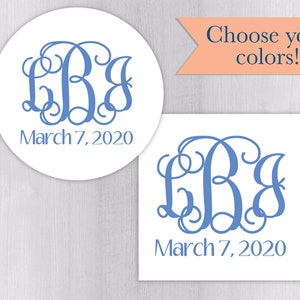 Monogrammed Wedding Stickers, Monogram Wedding Stickers, Wedding Labels ...