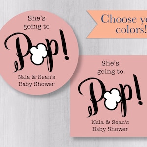 Going to Pop Stickers, Solid Color Background Stickers, Baby Shower ...