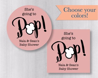 Going to Pop Stickers Baby Shower Stickers Popcorn Labels - Etsy