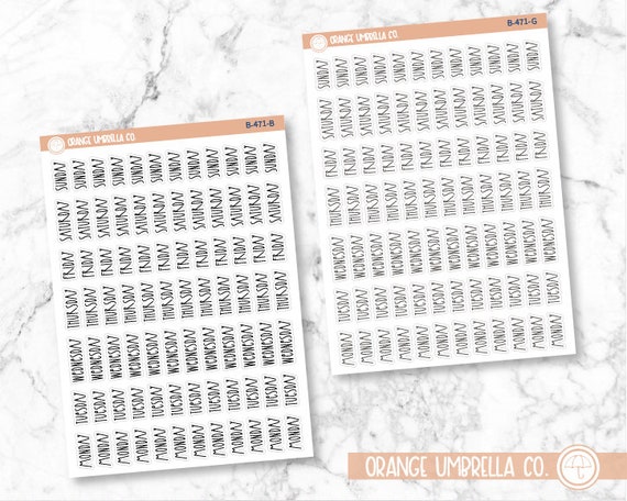 Day of the Week Header Script Planner Stickers and Labels - Etsy
