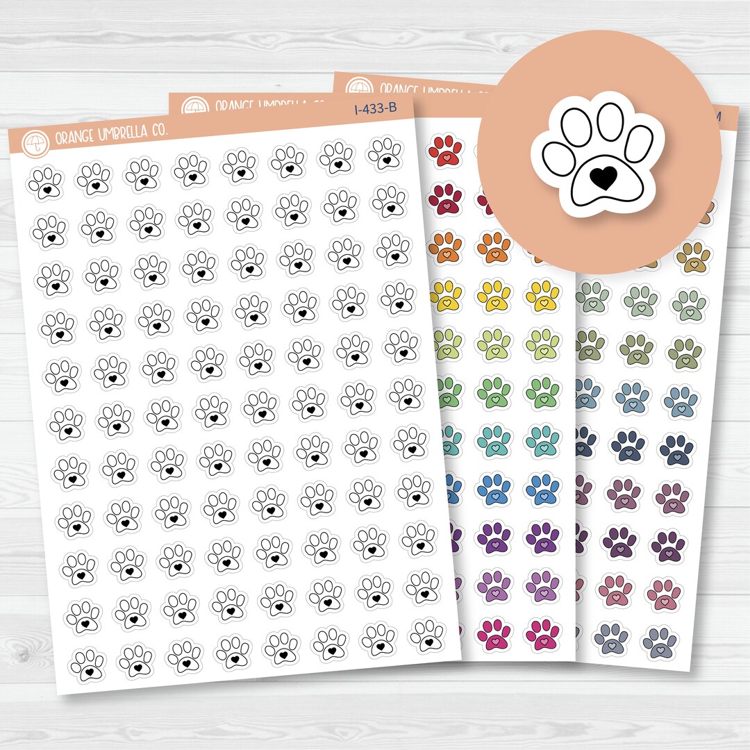 Hand Doodled Paw Print Icon | Vet Groomer Planner Stickers | I-433 - Etsy