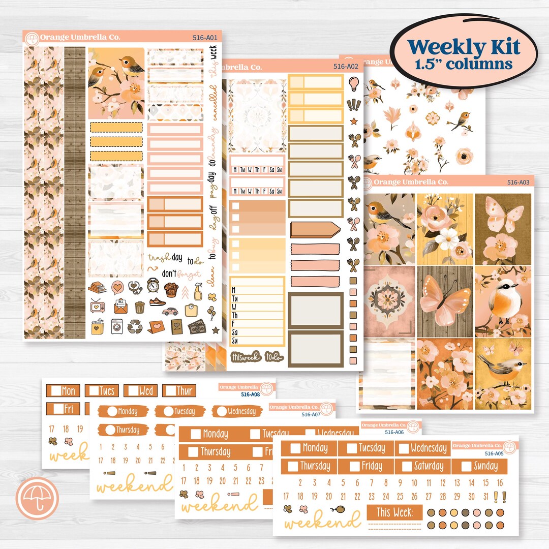 Spring Birds | Weekly Sticker Kit for Vertical Planners Like Erin ...