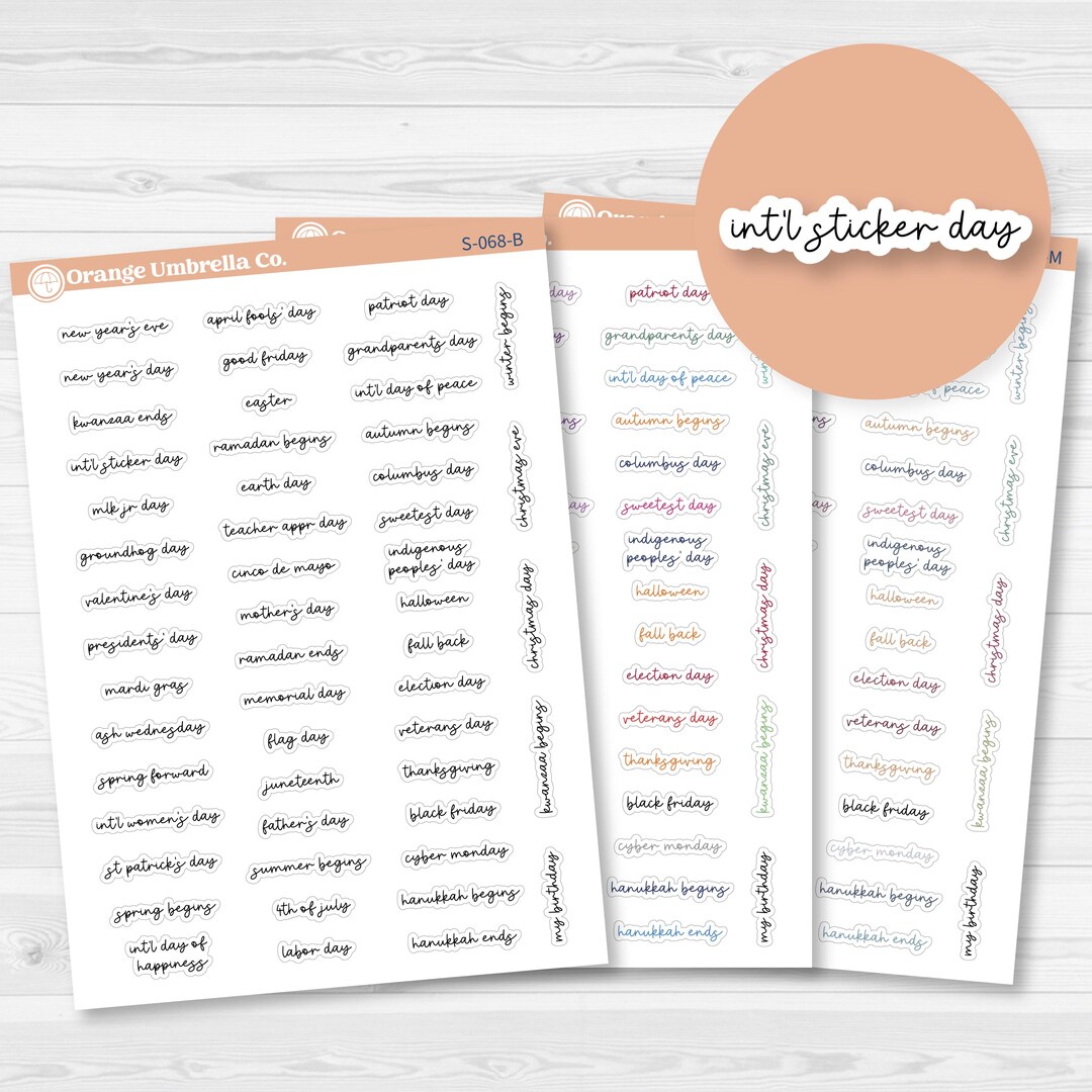 US Holiday - Mini Script Planner Stickers | Hobonichi Cousin | F17 ...
