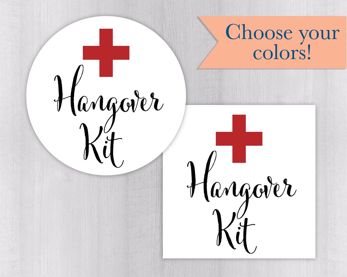 Hangover Kit Favor Stickers Wedding Party Weekend Favor Bag - Etsy