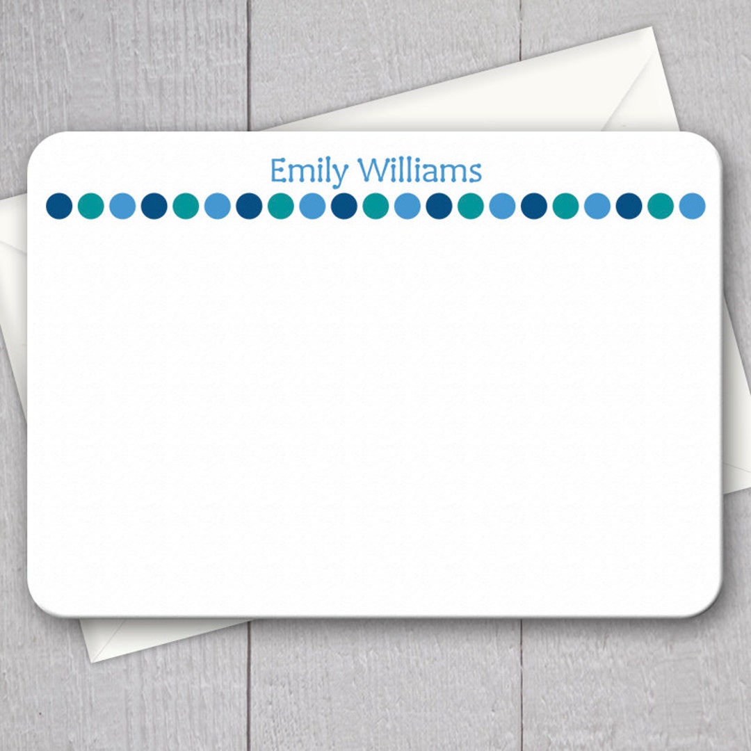 Blue Polka Dot Note Cards - 12pk | Custom Flat Note Cards | Printed ...