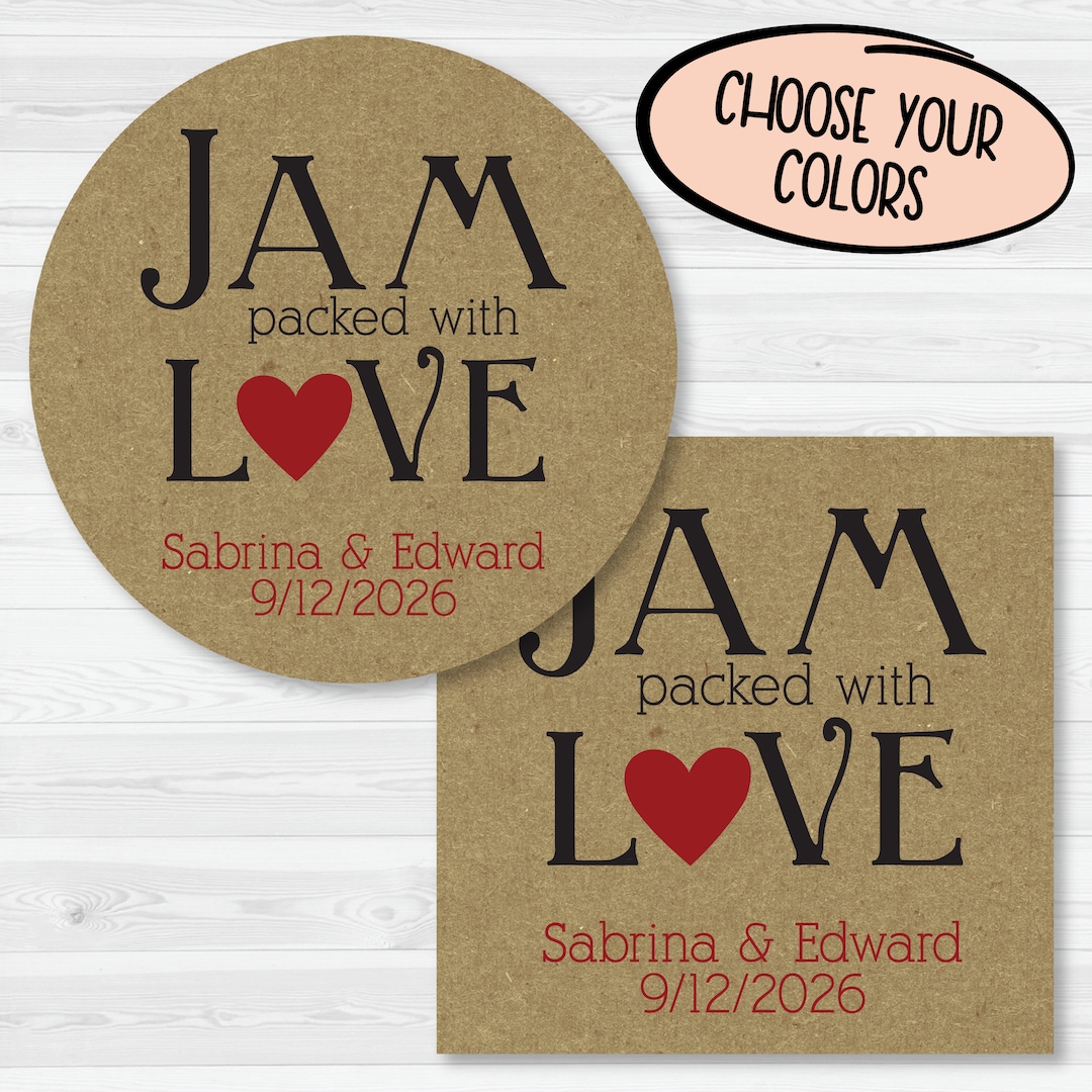 Jam Packed With Love | Jam and Jelly Wedding Favor Sticker | Wedding ...