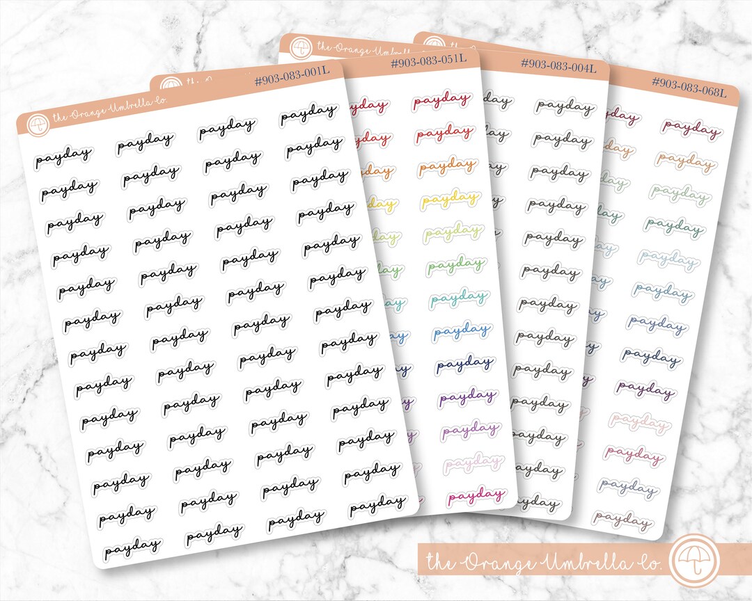 Payday Script Planner Stickers F5 903-083-001L-WH - Etsy