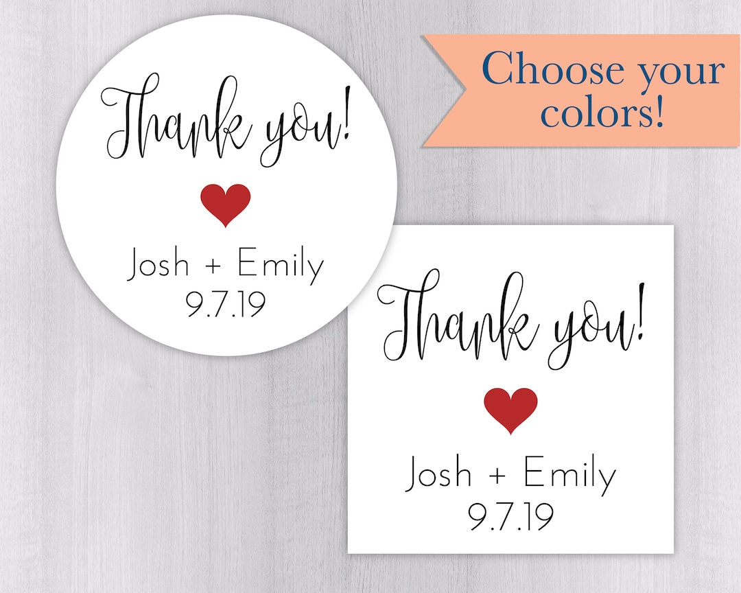 Wedding Thank You Stickers, Personalized Wedding Stickers, Thank You ...
