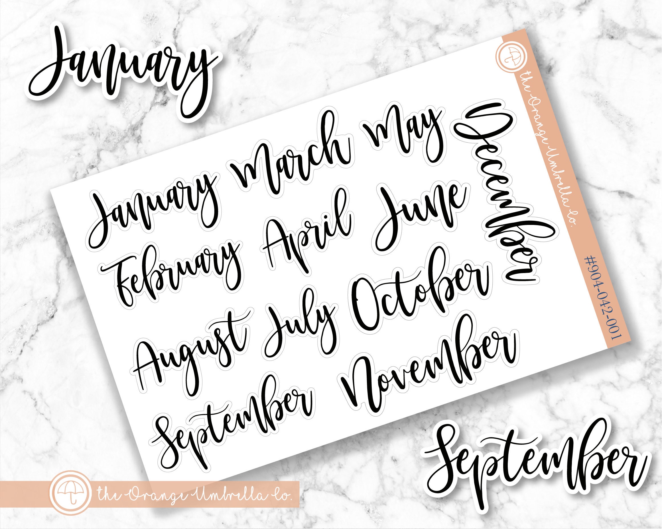 Month Name Header Script Planner Stickers and Labels F2 / - Etsy