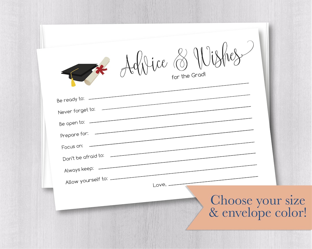 Graduation Advice Note Cards - 12pk, Personalized Flat Note Cards ...