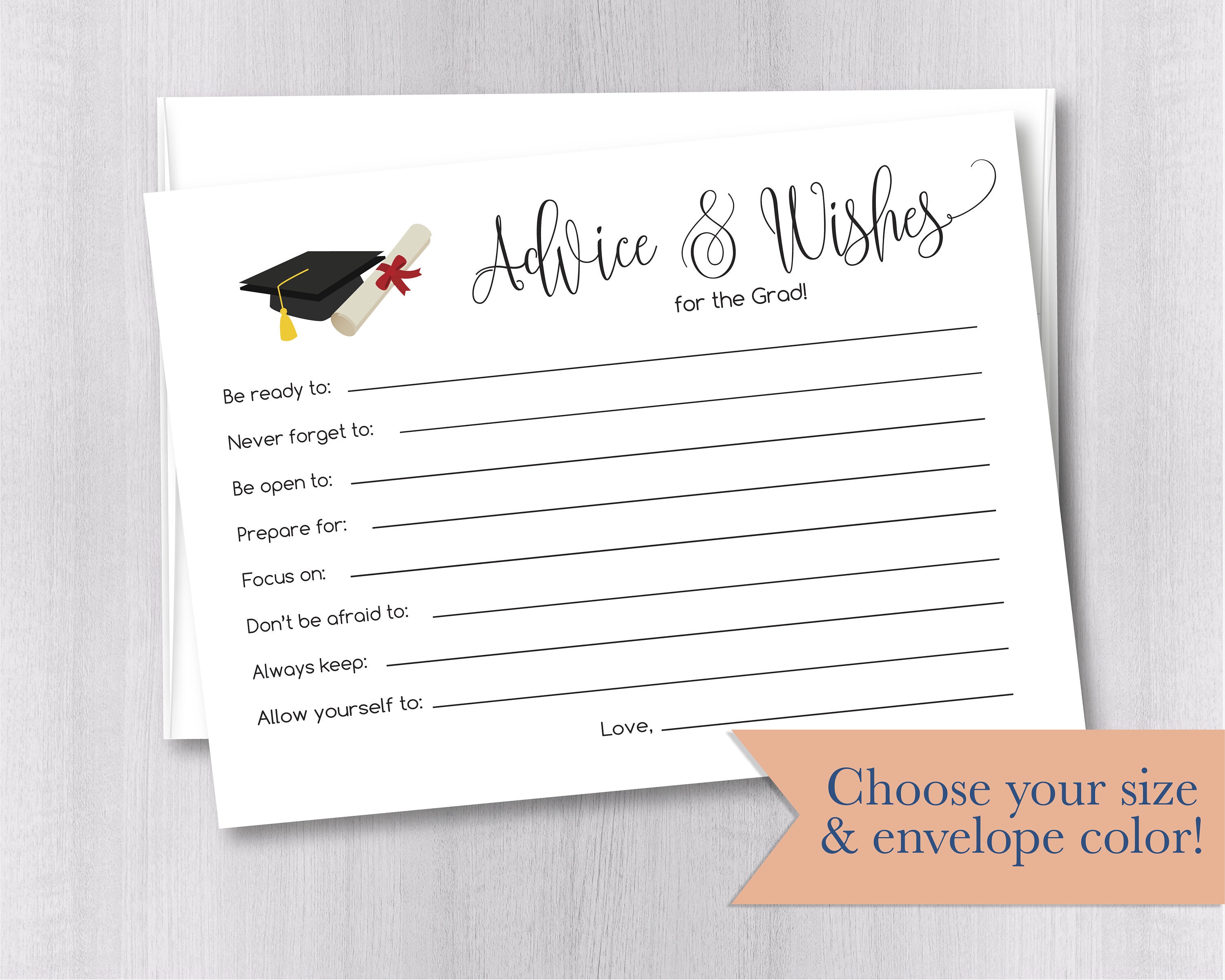 Graduation Advice Note Cards 12pk Personalized Flat Note | Etsy