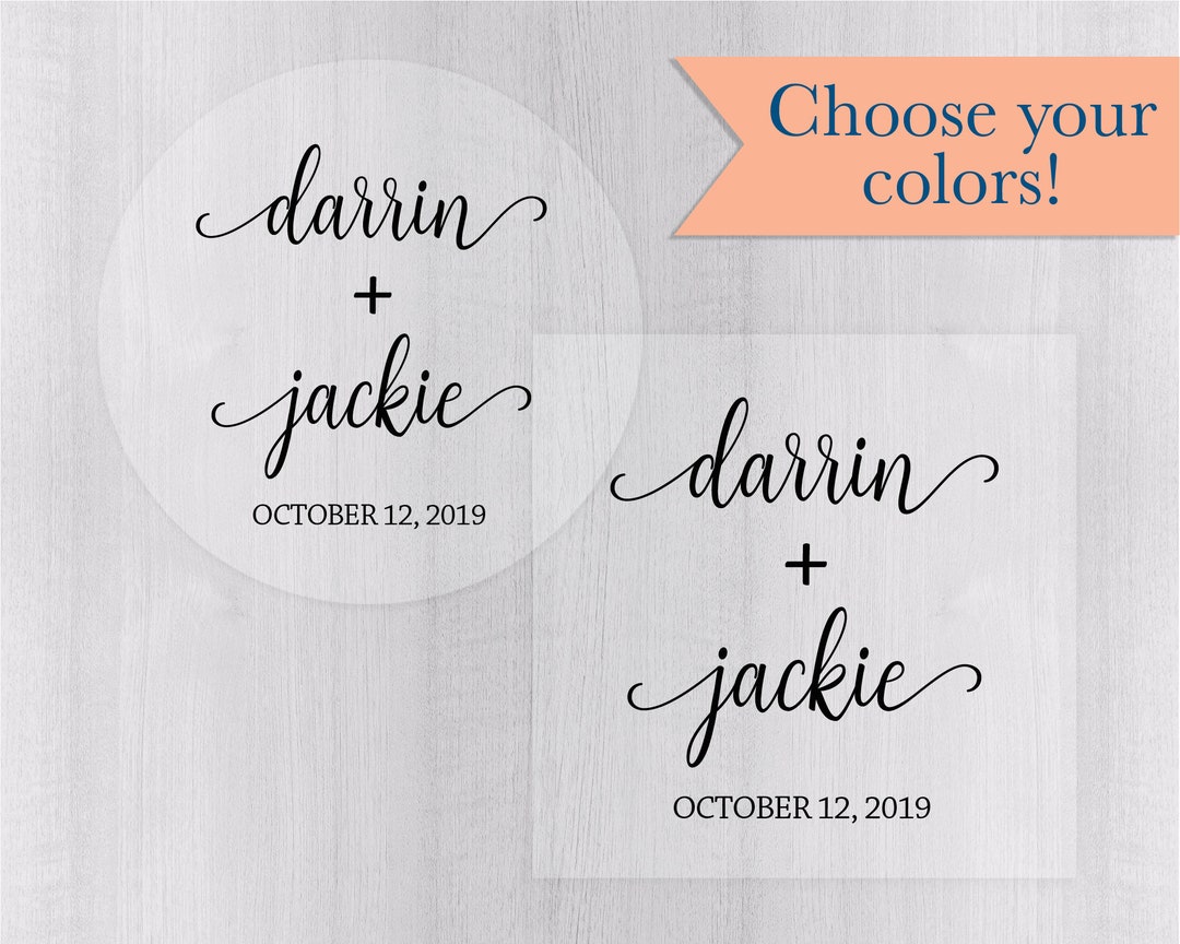 Rustic Wedding Stickers, Clear Transparent Names and Date Wedding ...