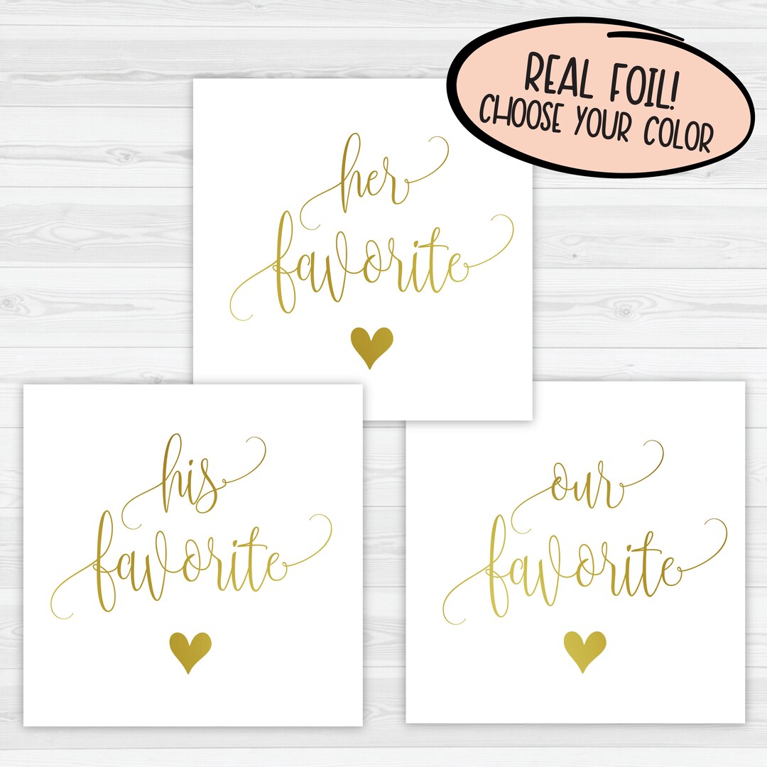 His Favorite Her Favorite Our Favorite Foiled Wedding Stickers ...