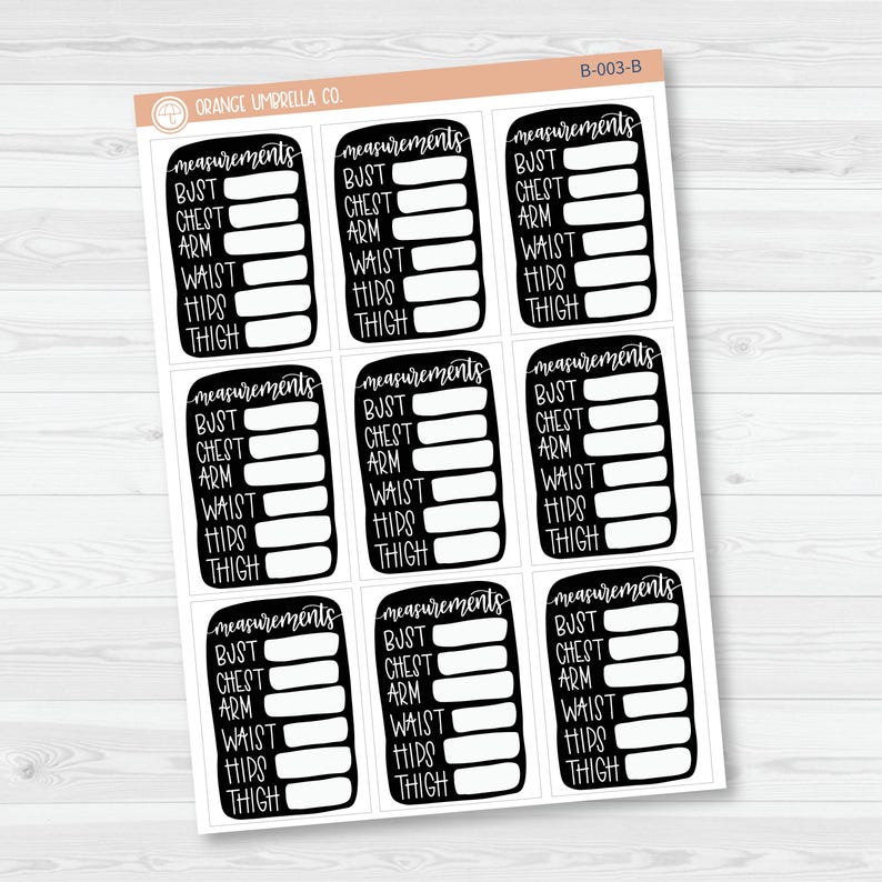 Body Measurement/dimension Tracking Planner Stickers | B-003 - Etsy
