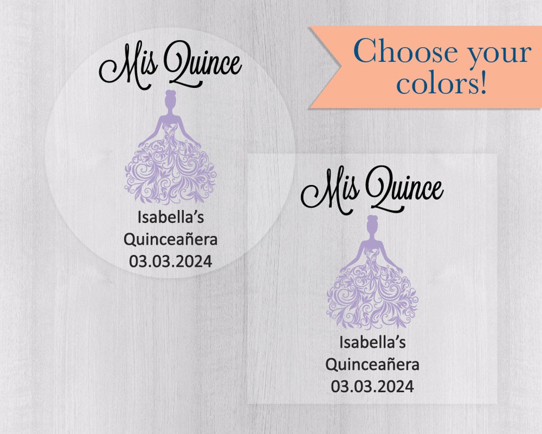 Personalized Clear Mis Quince Stickers, Etiquetas De Quinceañera ...