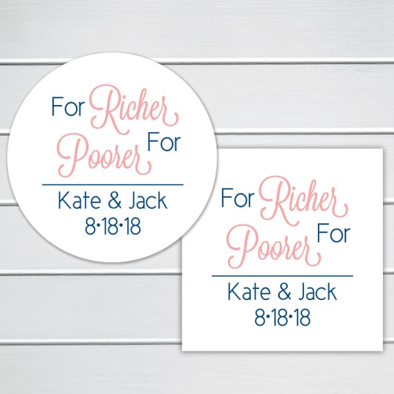 For Richer For Poorer Stickers Lottery Ticket Wedding Labels | Etsy