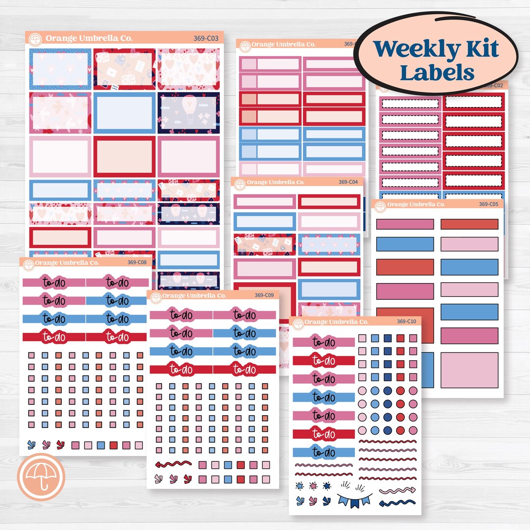 Valentine’s Day Heart Kit | Weekly Add-on Labels Planner Kit Stickers ...