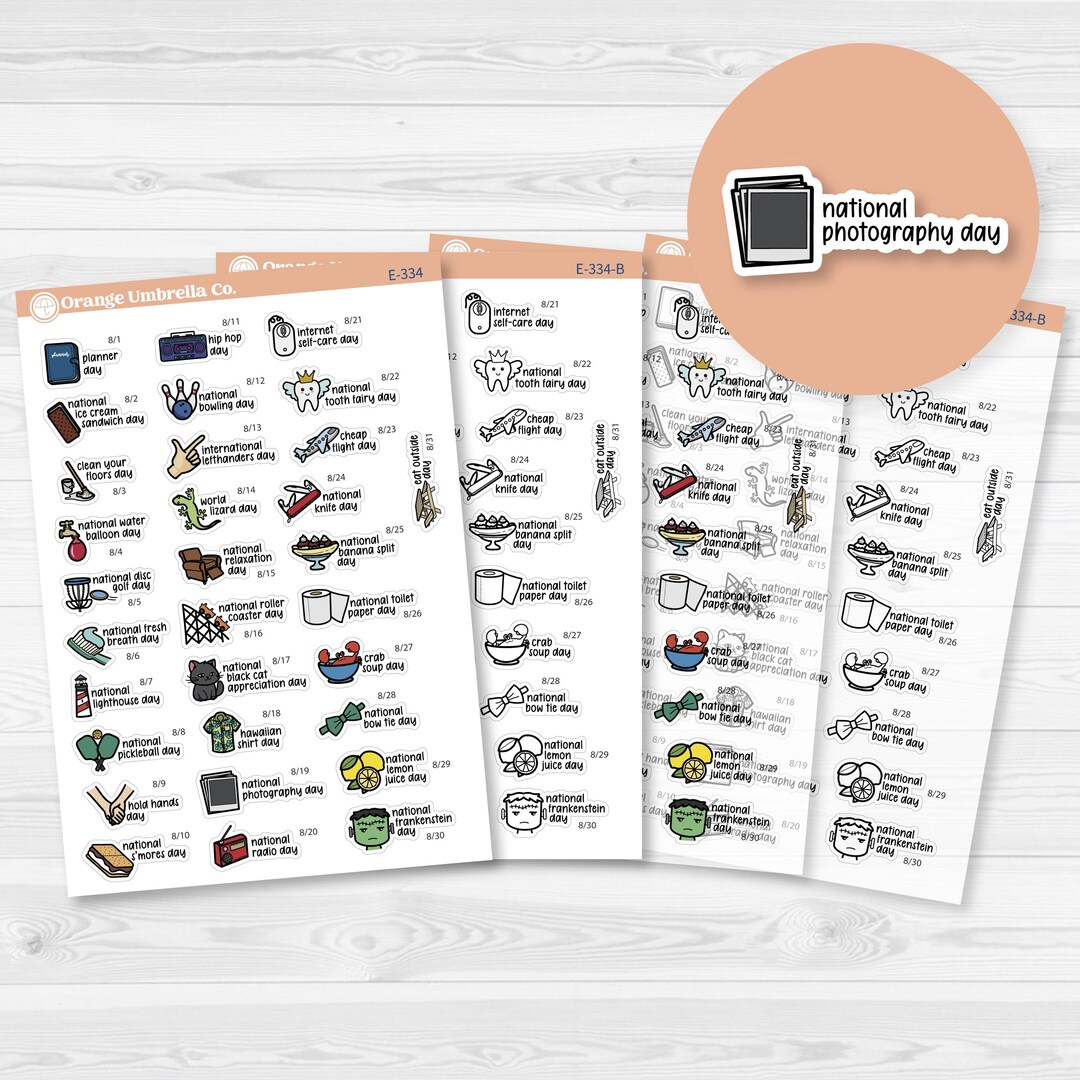 August Wacky Holidays Script Planner Stickers | F17 | E-334 - Etsy