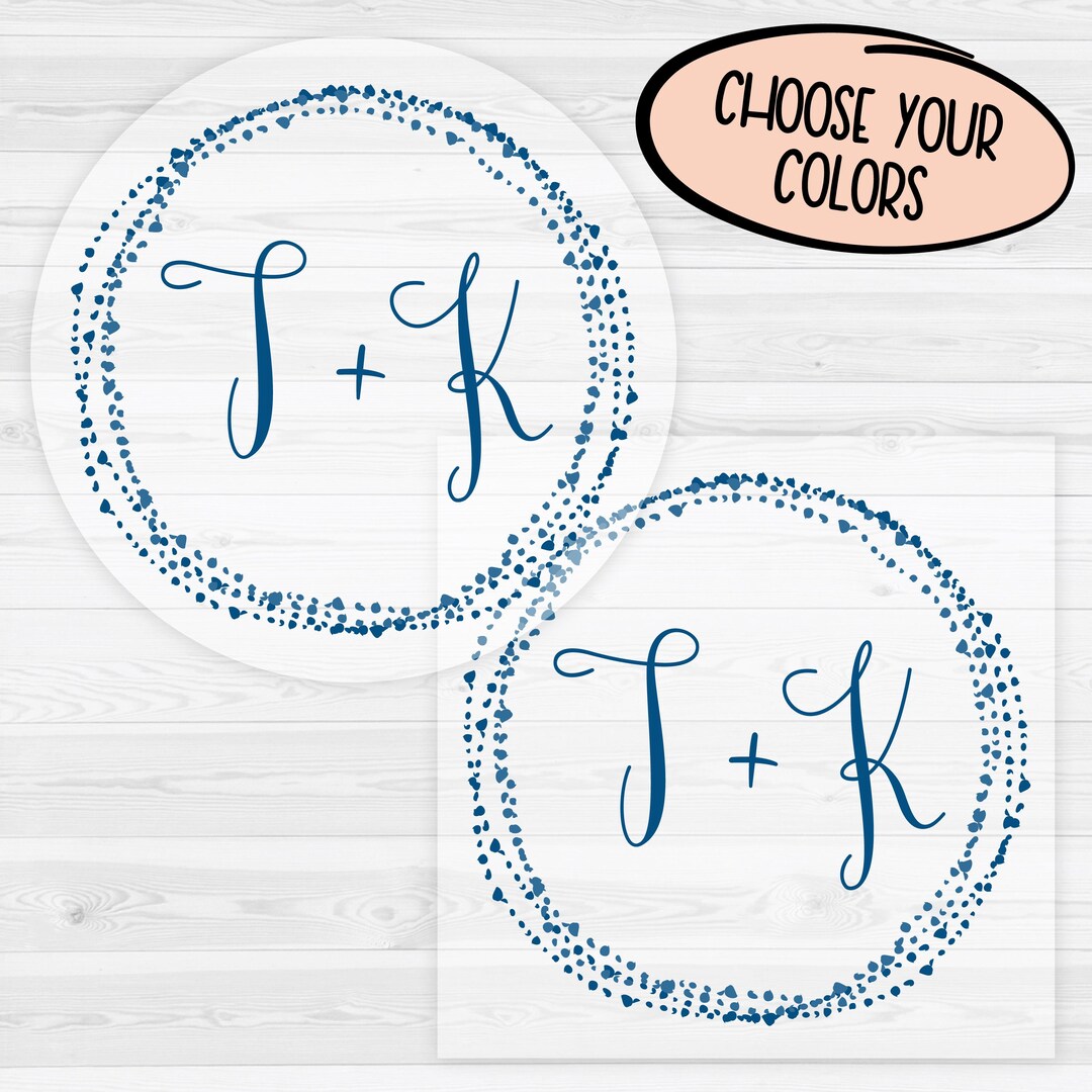 Initials Wreath Wedding Sticker | Personalized Wedding Invitation ...