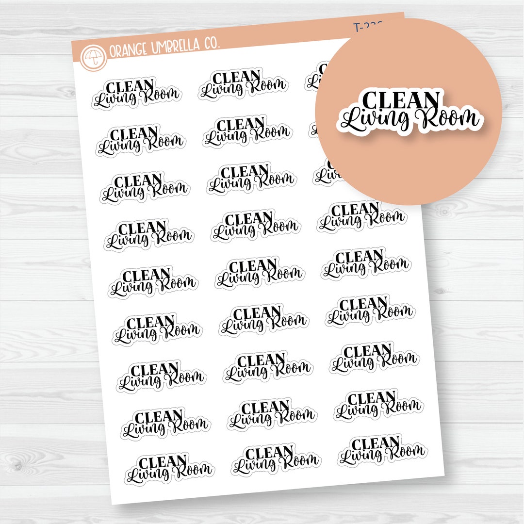 Clean Living Room Script Planner Stickers | FC10 | T-236-B - Etsy