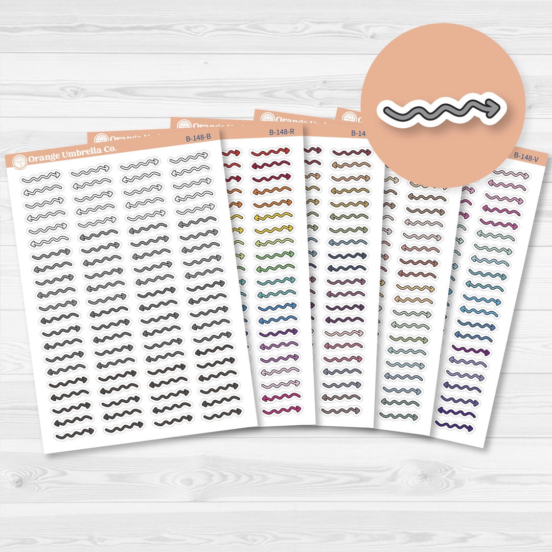 2025 Kit Pieces; Squiggle Arrows Planner Stickers | B-148 - Etsy