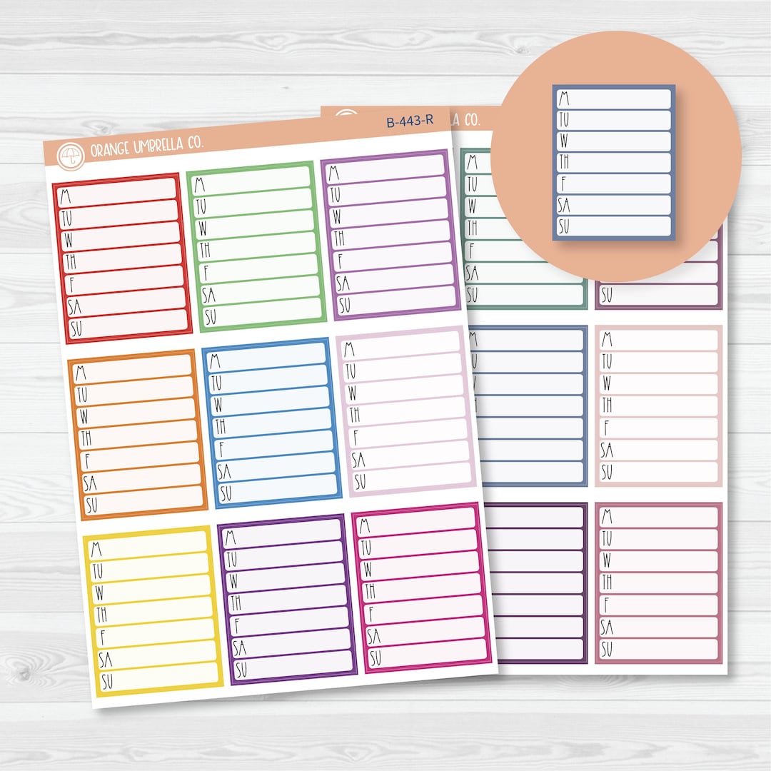 Side Bar Weekly Habit Tracker Planner Stickers, Blank Labels for ...