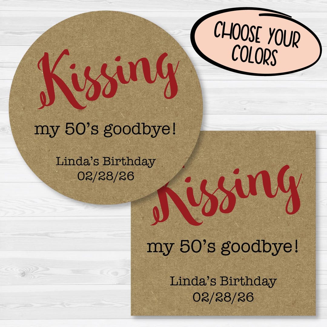 Kissing My Age Goodbye Birthday Stickers | Clear Foiled Birthday Labels ...