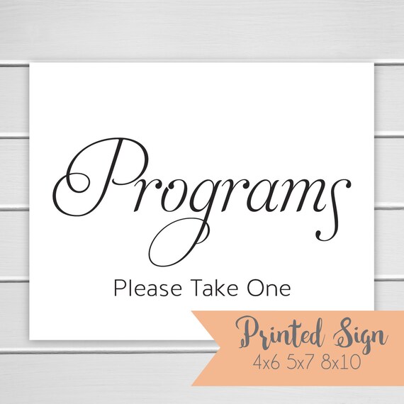 Programs Sign for Wedding Please Take a Program Wedding | Etsy