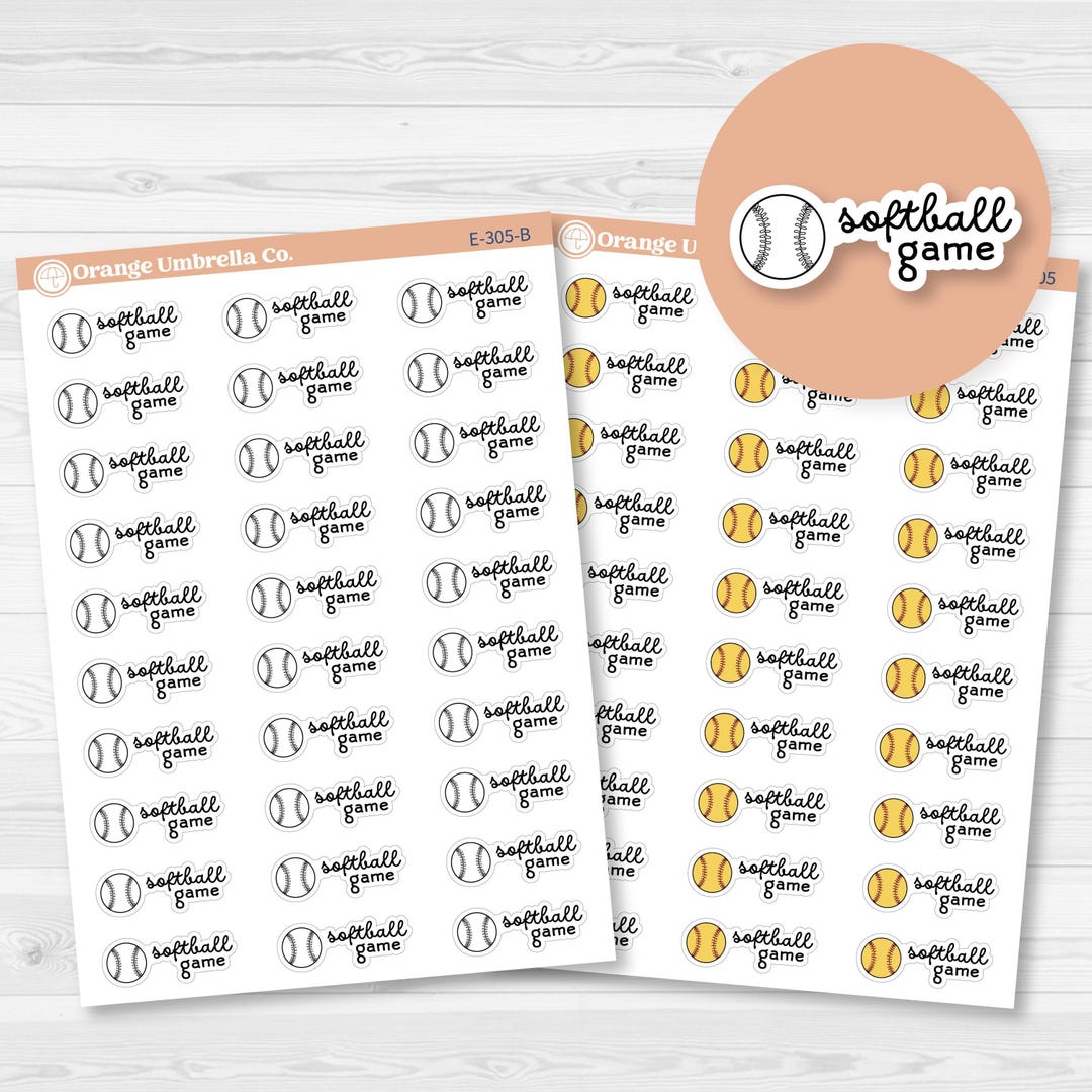 Softball Game Event Label Planner Stickers | F16 | E-305 - Etsy