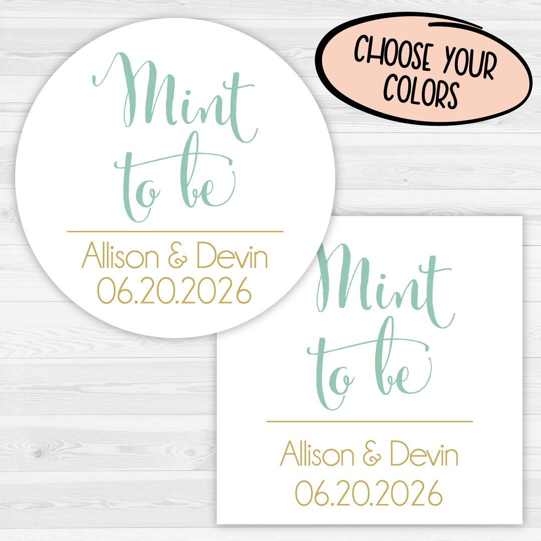 Mint to Be Wedding Favor Labels | Wedding Favor Sticker | Mint Wedding ...