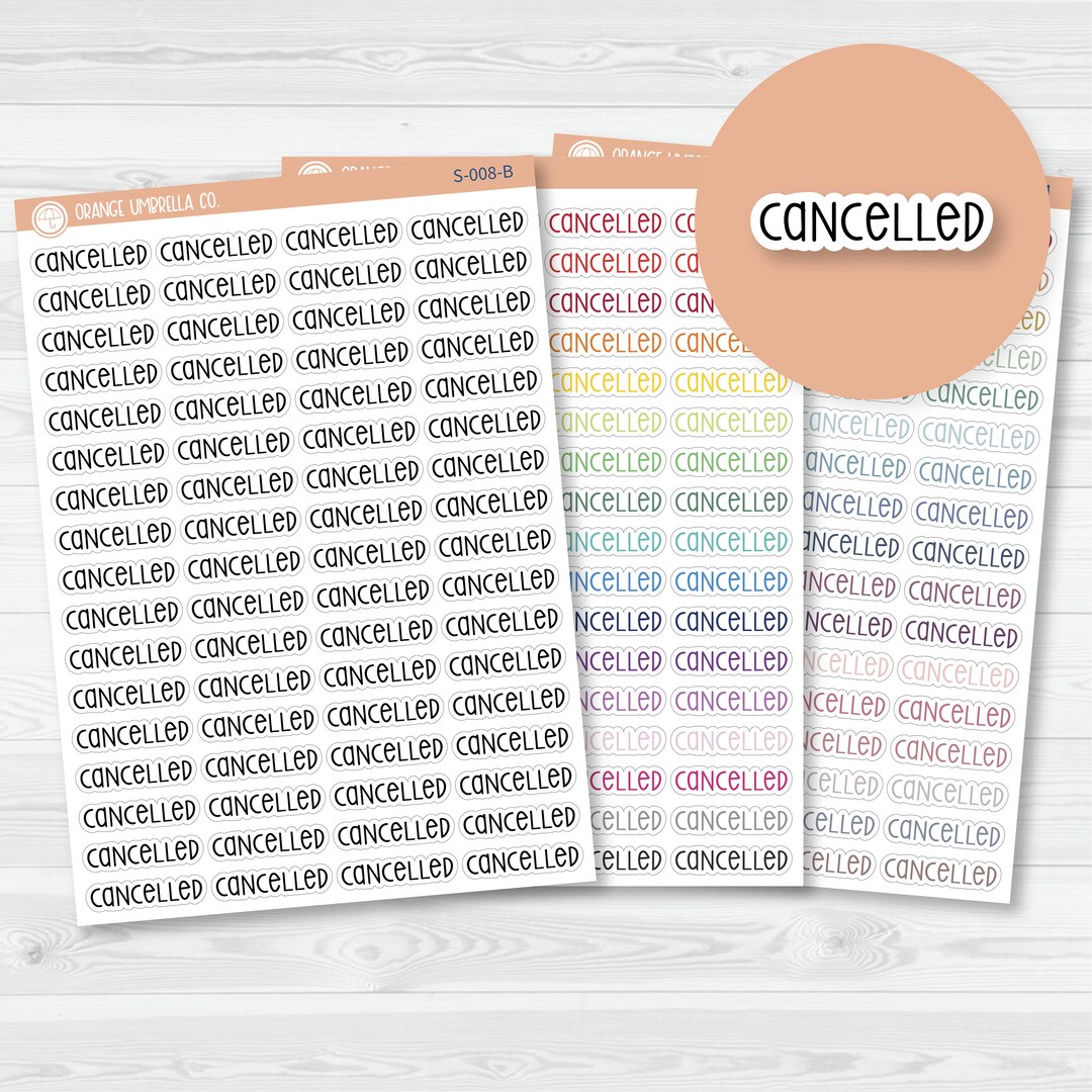 Cancelled Script Planner Stickers | F3 | S-008 - Etsy