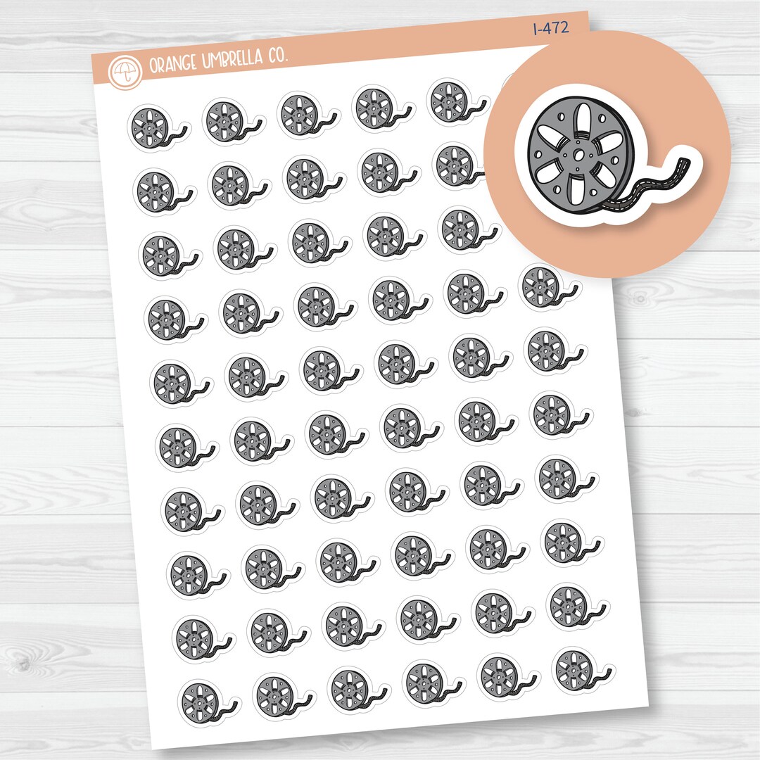 Hand Doodled Movie Reel Icon Planner Stickers | I-472 - Etsy