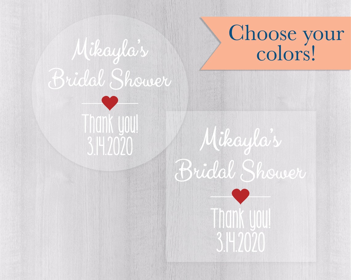 Personalized Clear Bridal Shower Labels White Ink Printed on | Etsy