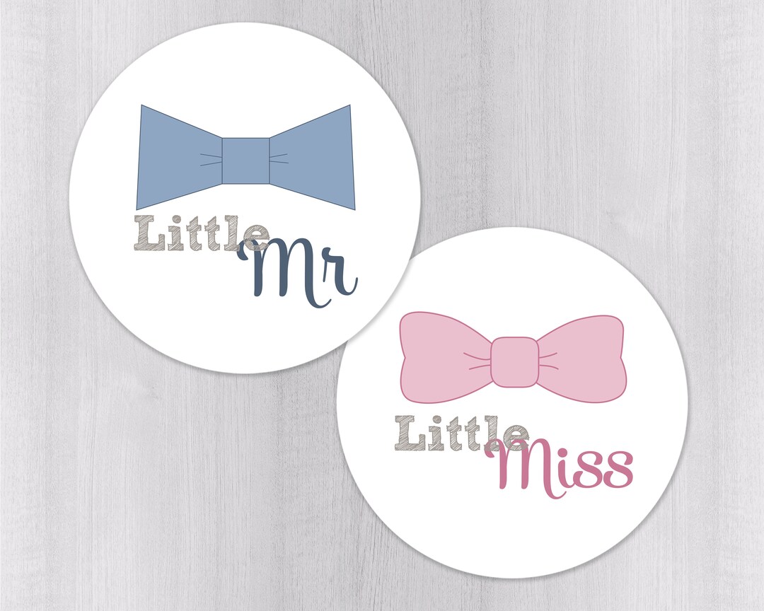 Gender Reveal Party Stickers, Little Mr Stickers, Little Miss Stickers ...