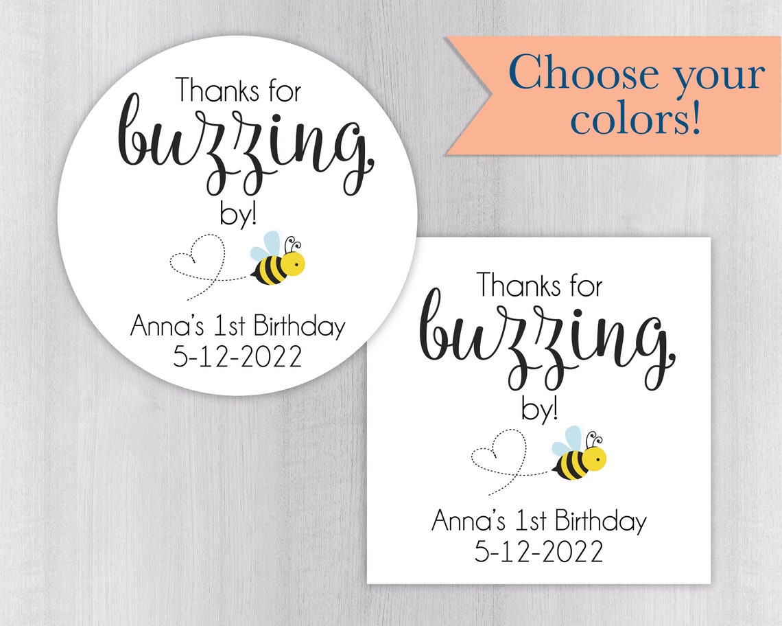 Birthday Thank You Sticker Thanks for Buzzing By Birthday - Etsy