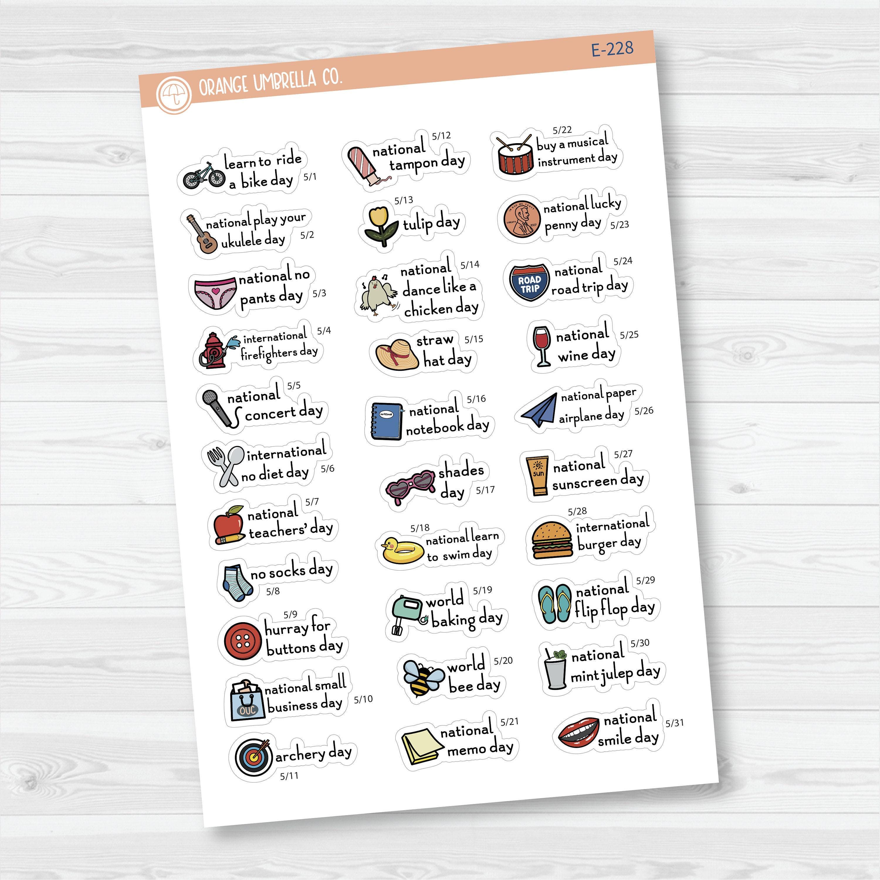 May Wacky Holidays Mini Script Planner Stickers | F16 | E-228 - Etsy