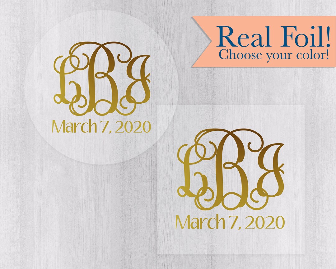 Monogram Stickers, Gold Foil on Clear Transparent Envelope Seals ...