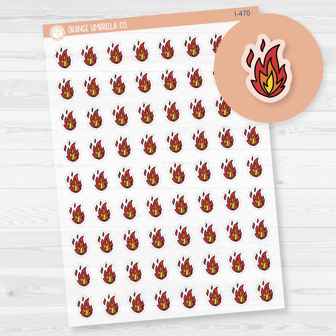 Hand Doodled Fire Flame Icon Planner Stickers | Clear Matte | I-470-CM ...