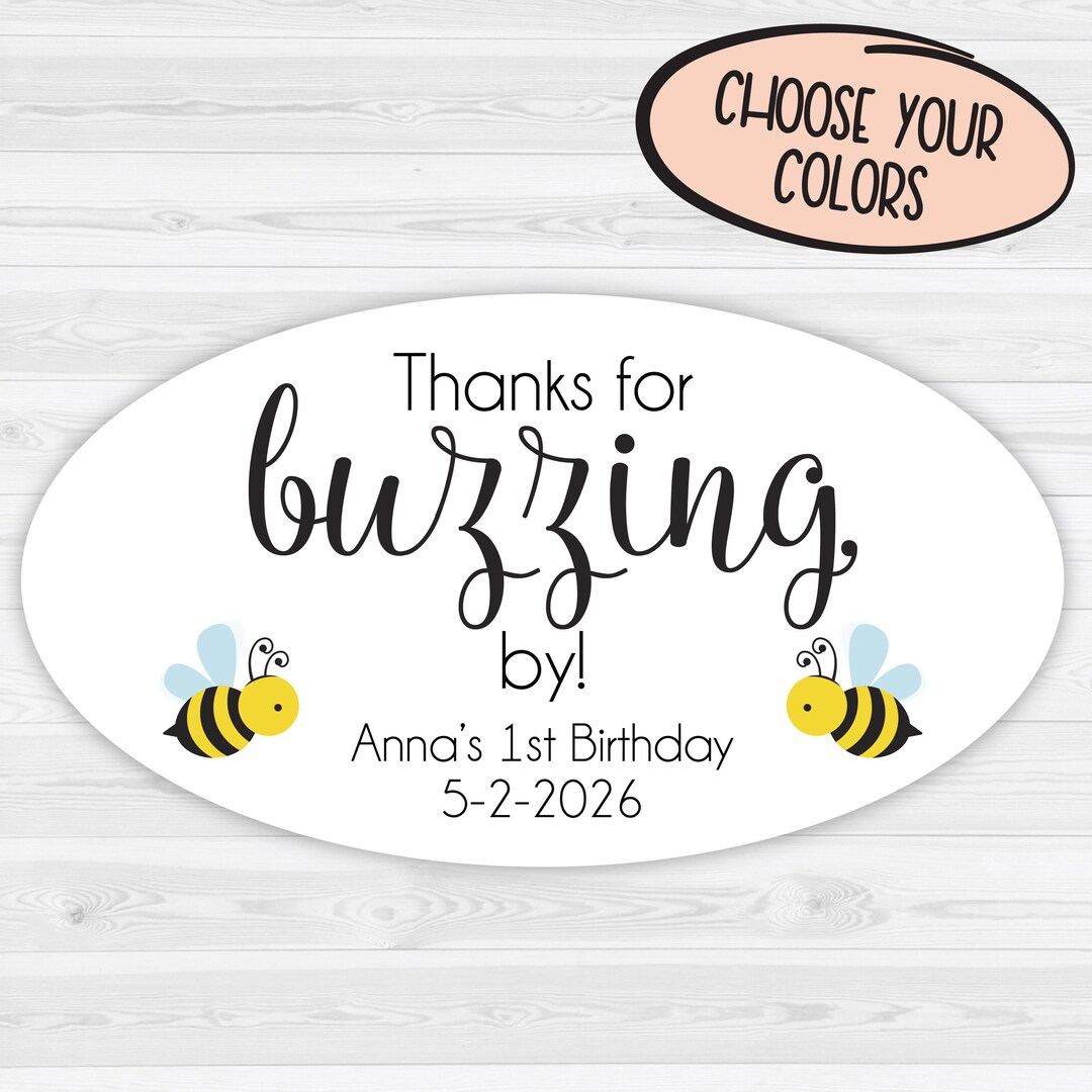 Thanks for Buzzing By! Birthday Thank You Sticker | Glossy Birthday ...
