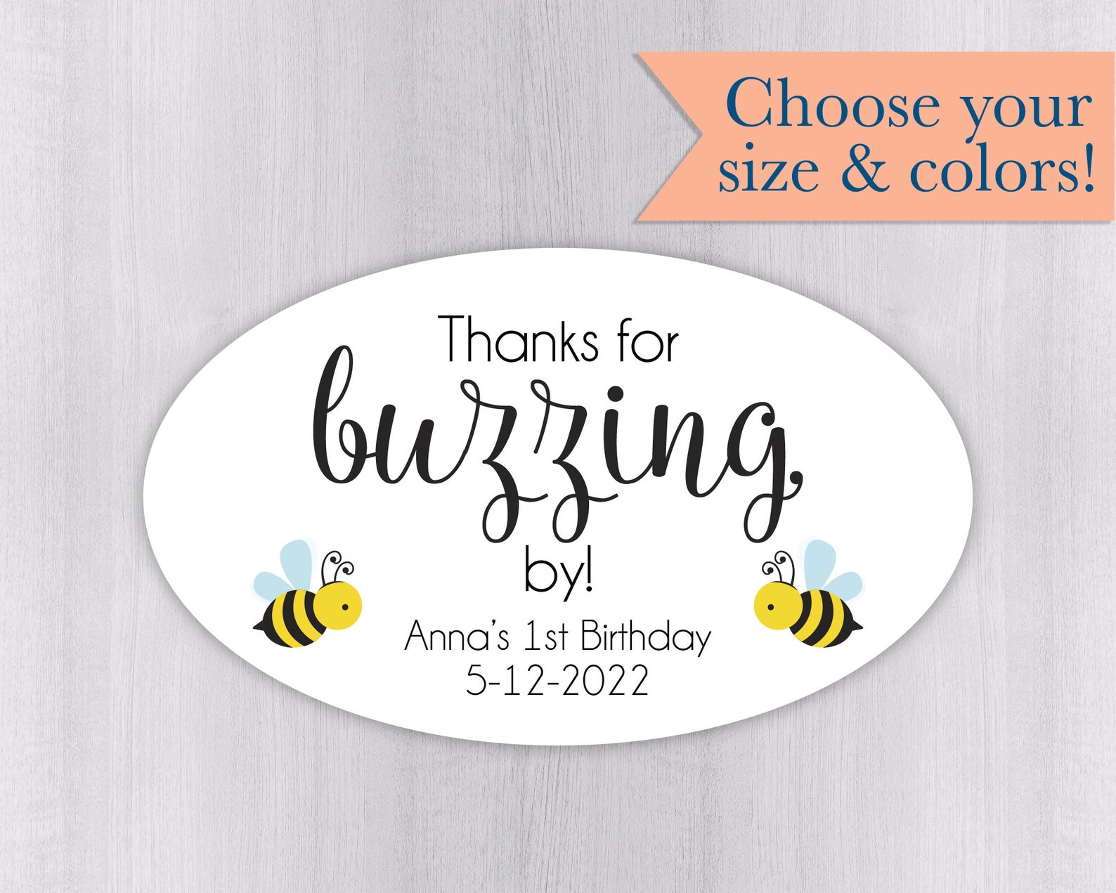 Birthday Thank You Sticker Thanks for Buzzing By Birthday - Etsy
