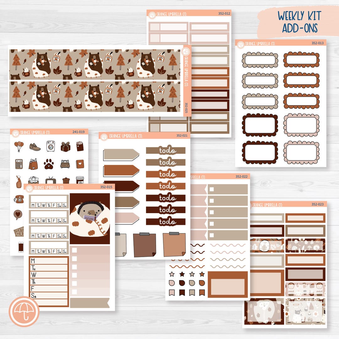 Winter Animals Kit | Weekly Add-on Planner Kit Stickers | Hibernate ...