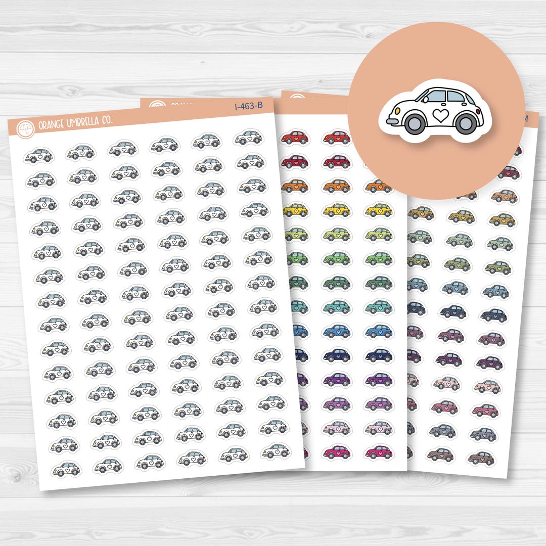 Car Doodle Icon Planner Stickers | I-463 - Etsy