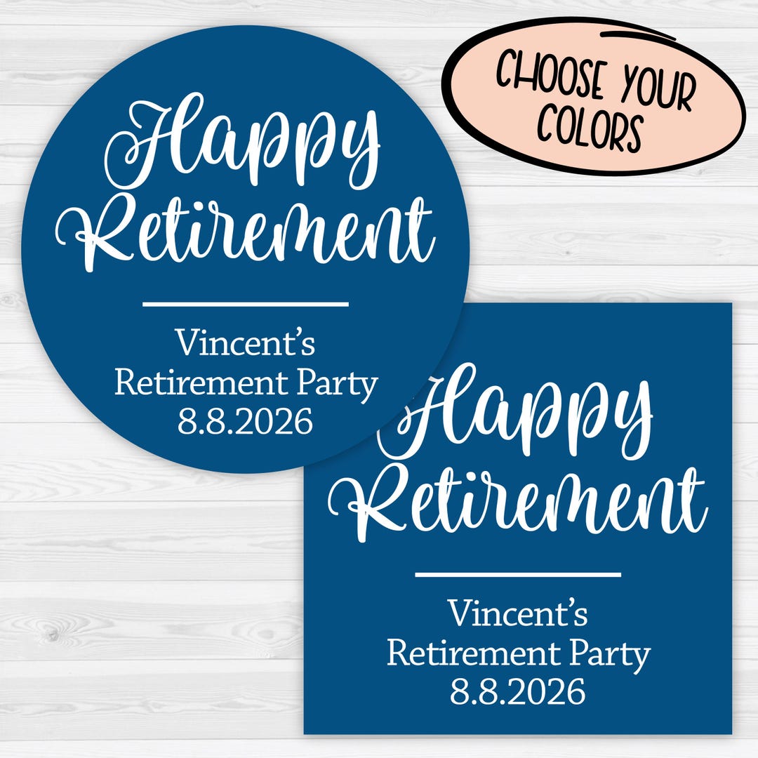 Happy Retirement Stickers | Retirement Party Favor Labels ...
