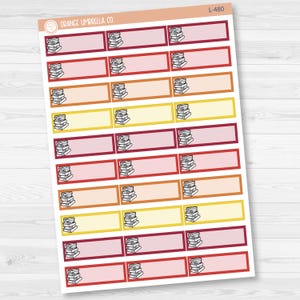 Book Stack / Reading Tracker Color Label & Icon Planner Stickers | L ...