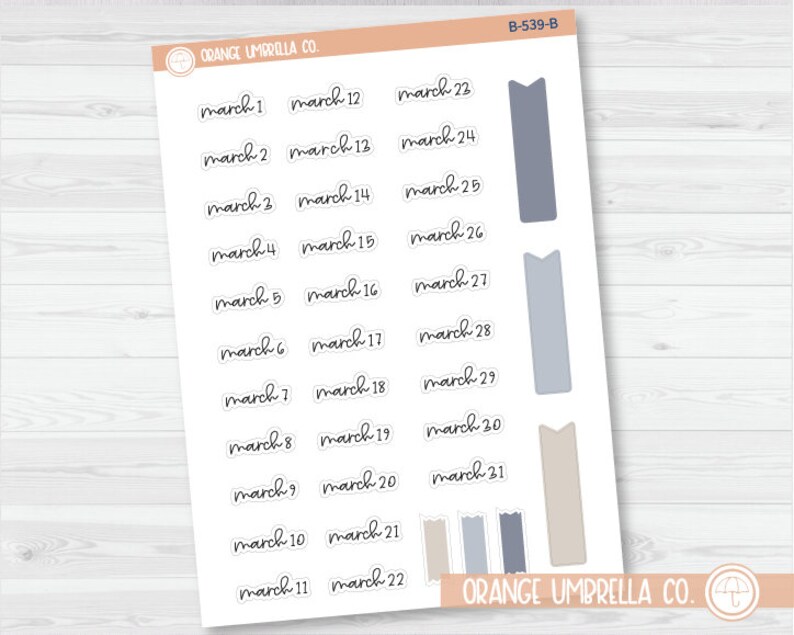 Monthly Dates of the Month Planner Stickers FC12 Script - Etsy