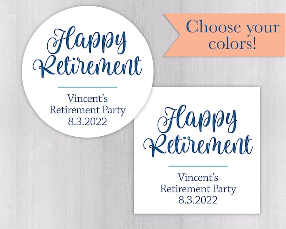 Happy Retirement Stickers Retirement Party Favor Labels | Etsy