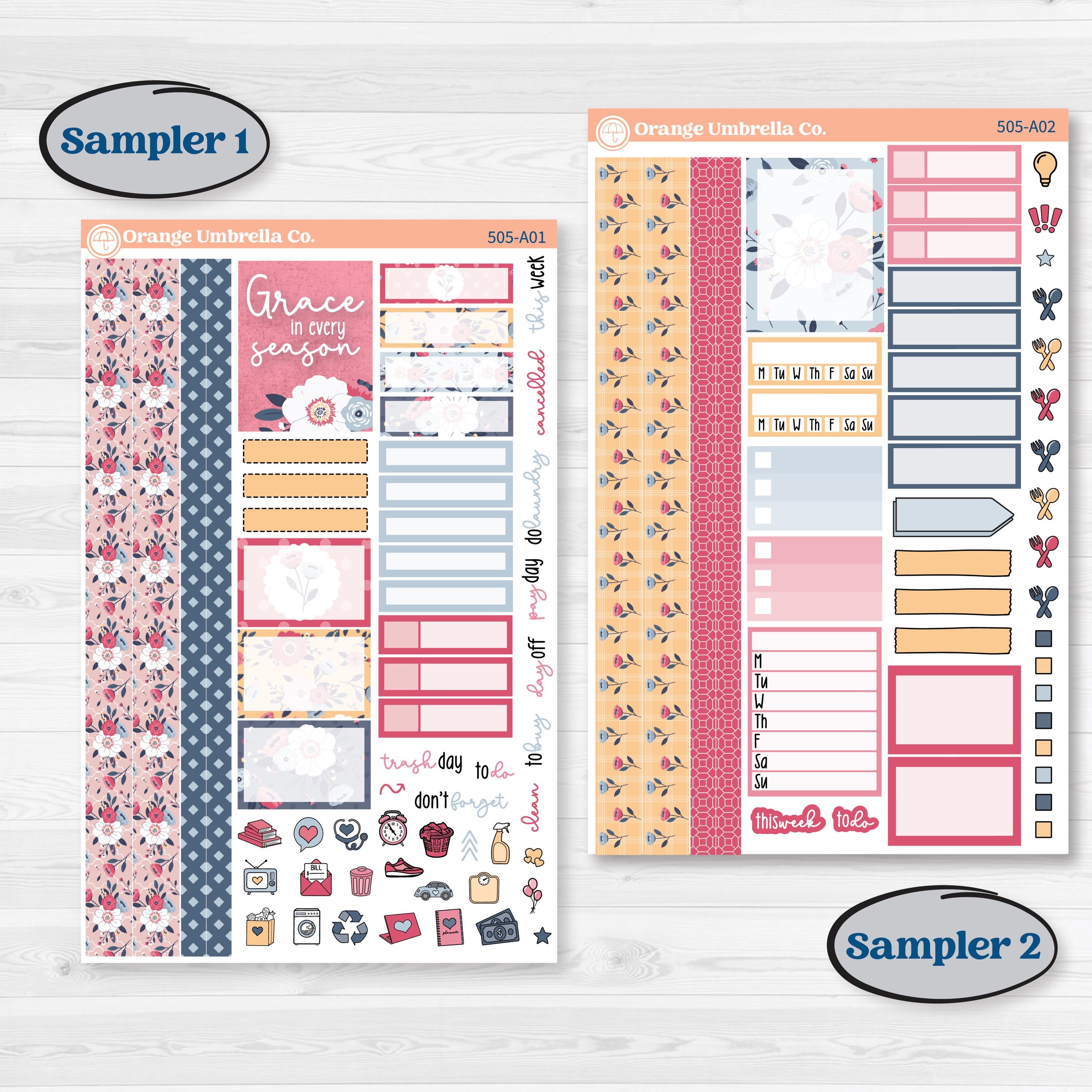 Cheerful Floral Kit | Weekly Sticker Kit for Vertical Planners Like ...